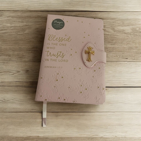 Office | Pink Prayer Journal With Gold Cross And Magnetic Closure ...